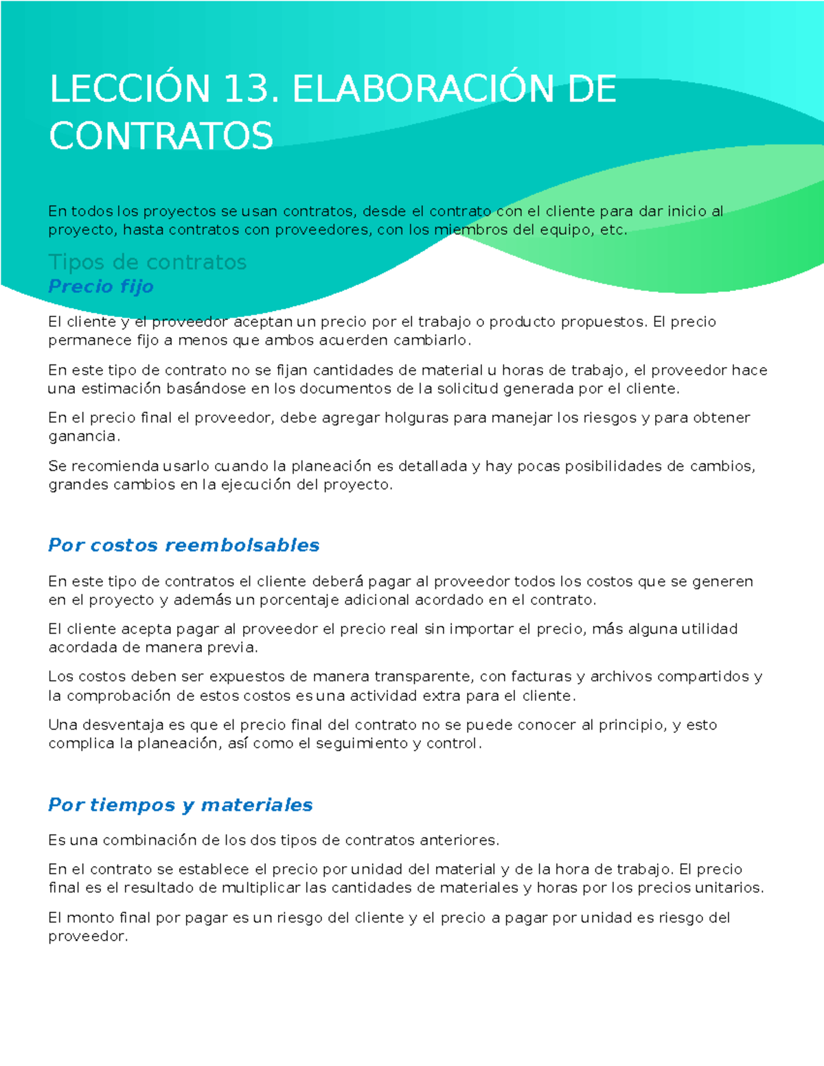 L13. Elaboración de contratos - LECCIÓN 13. ELABORACIÓN DE CONTRATOS En ...