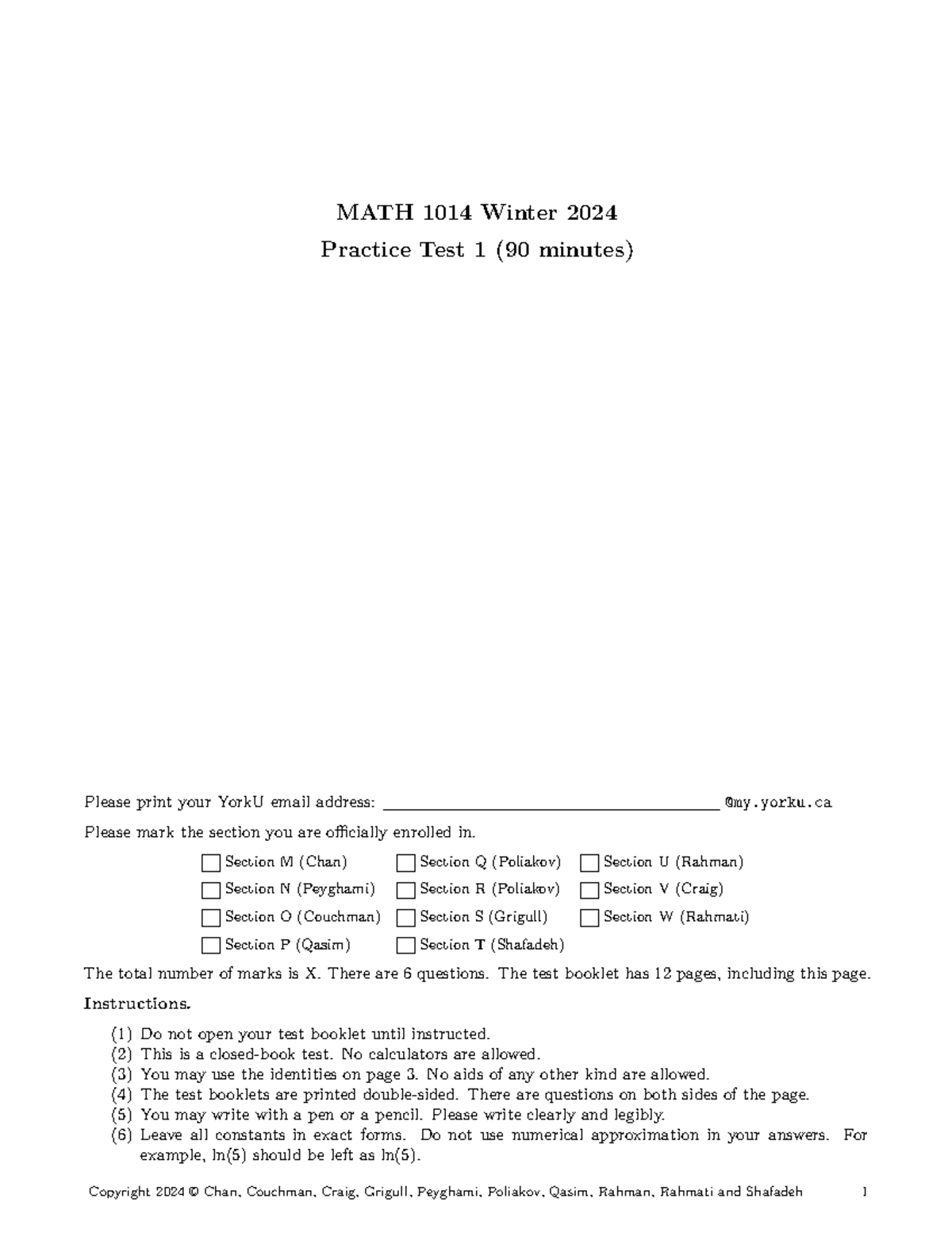 MATH 1014 W24 test1 practice - MATH 1014 Winter 2024 Practice Test 1 ...
