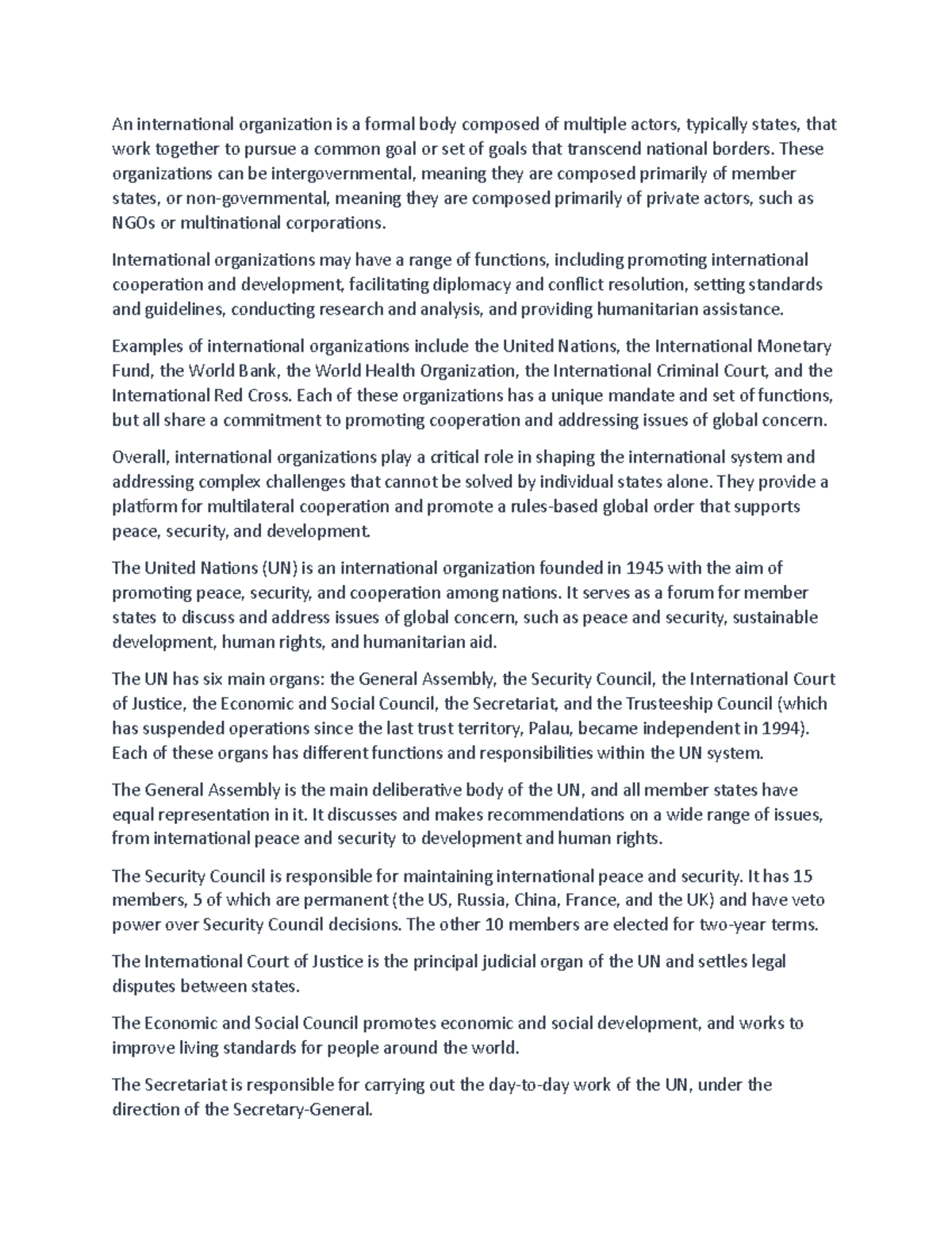 International Organisations and Regional Organisations - An ...