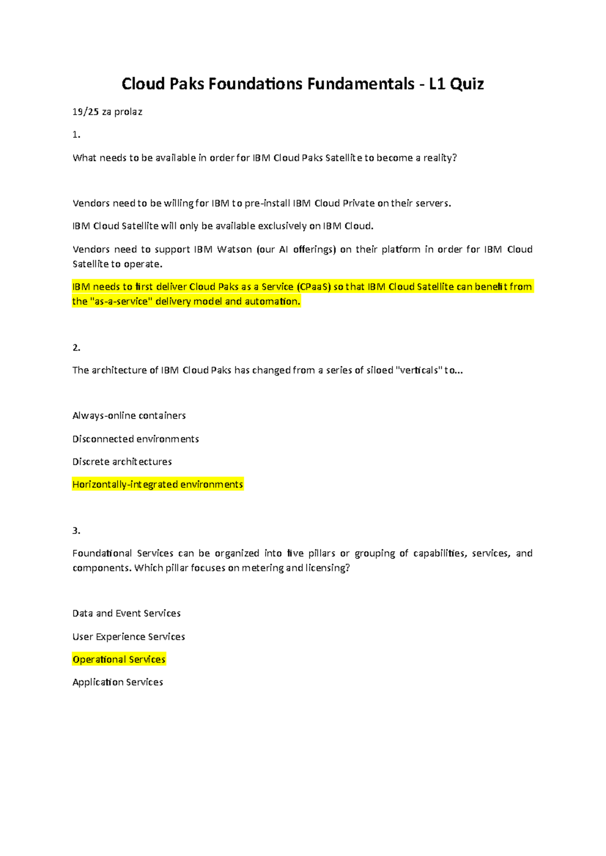 cloud-paks-foundations-fundamentals - Cloud Paks Foundations Fundamentals - L1 Quiz 19/25 za ...