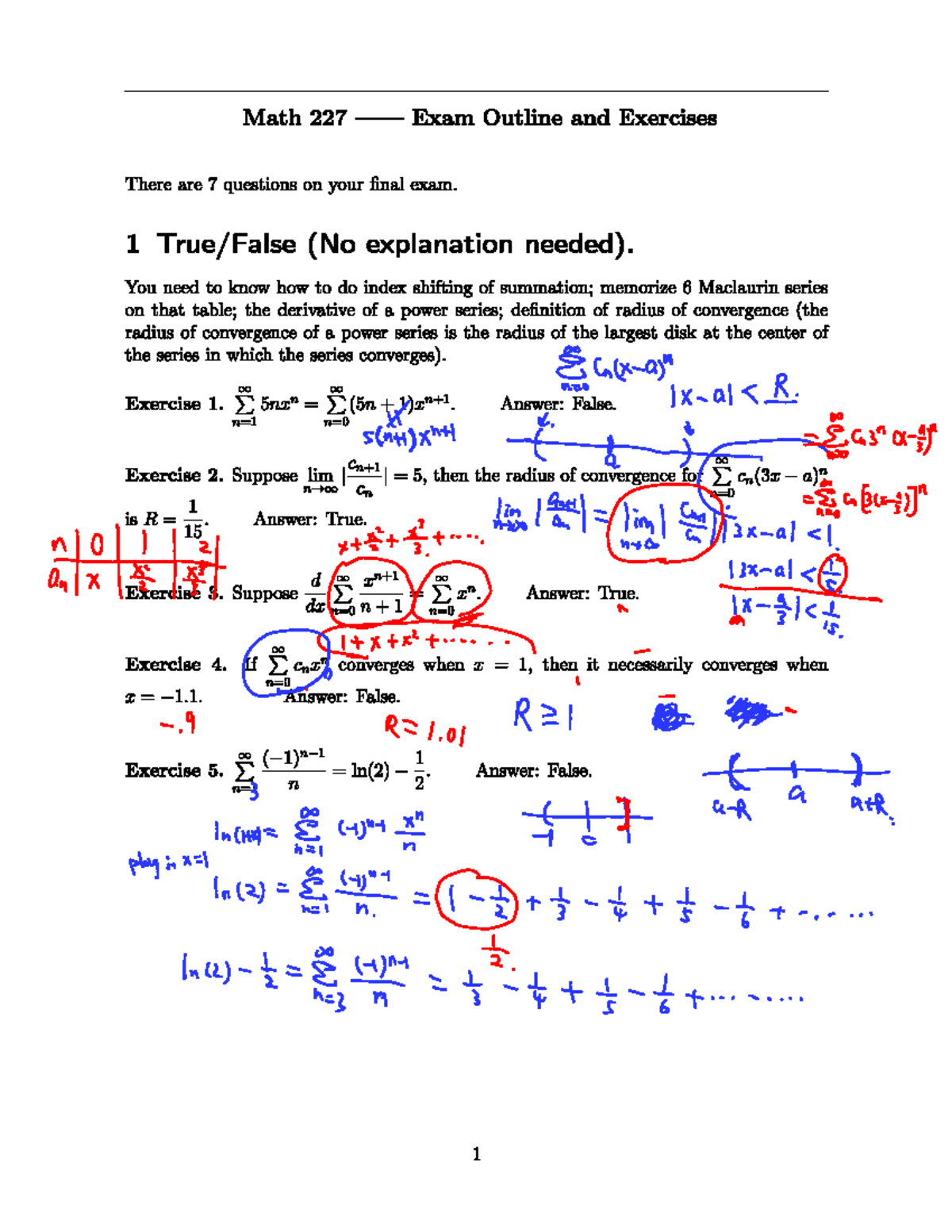 227 Final Review 2 - Math 227 Exam Outline and Exercises There are 7 ...
