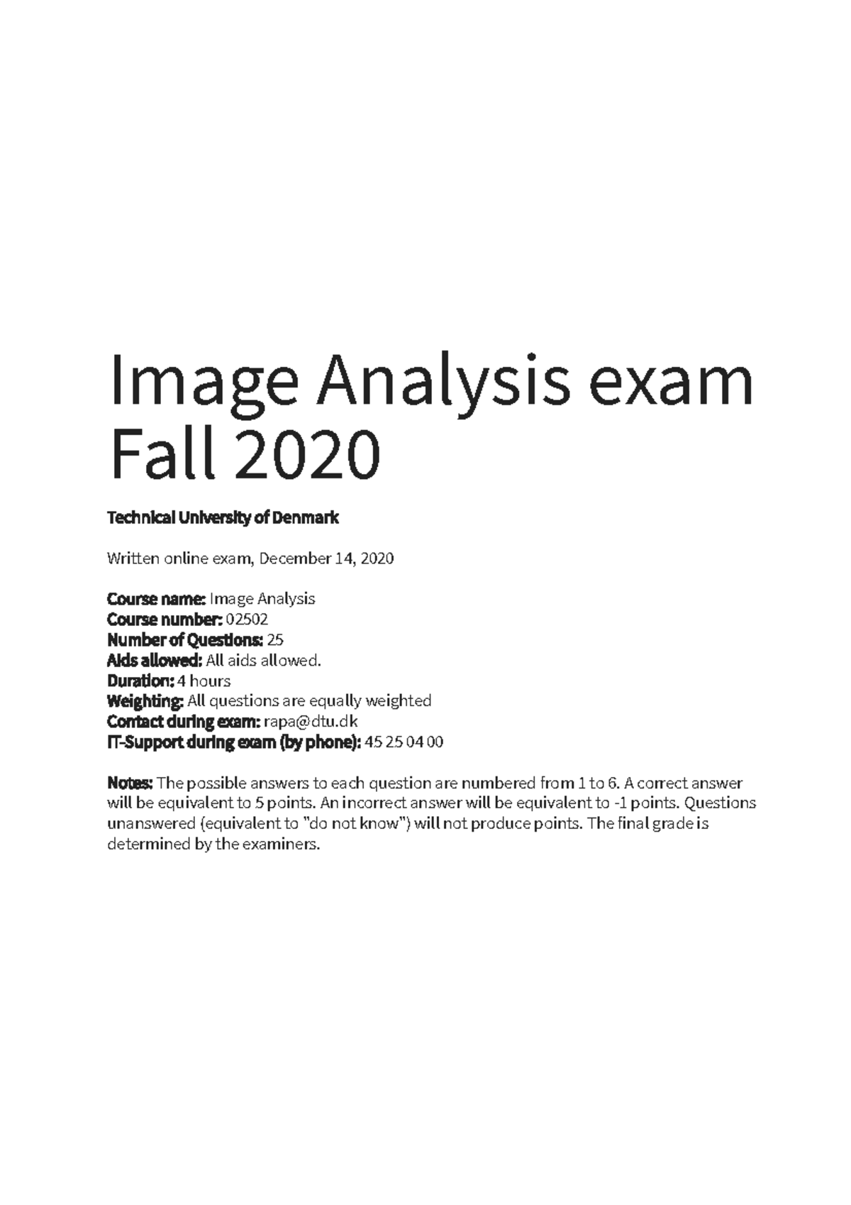 Image Analysis Fall Exam 2020 - Solutions Included - Image Analysis ...