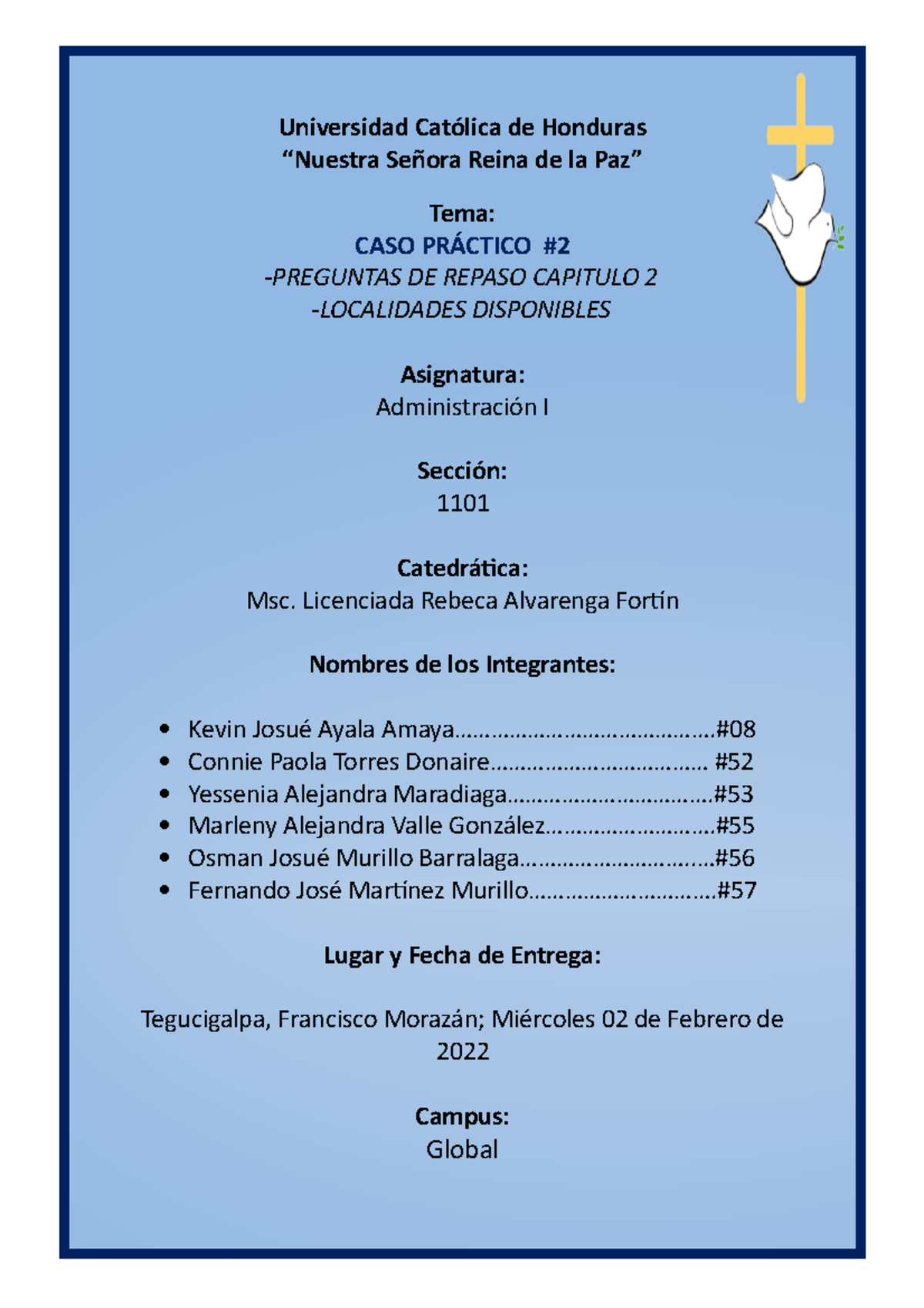 Ejemplo DE Portada DE Trabajo EN Equipo Seccion 1101 - Universidad ...