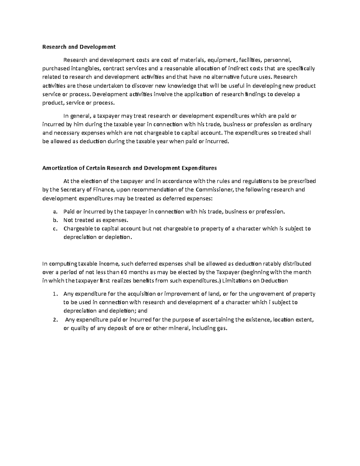 Research and Development - Research activities are those undertaken to ...