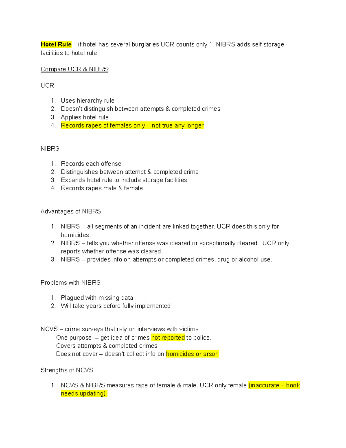 CCJ Chapter 2 and 3 Notes Part 2 - Hotel Rule – if hotel has several ...