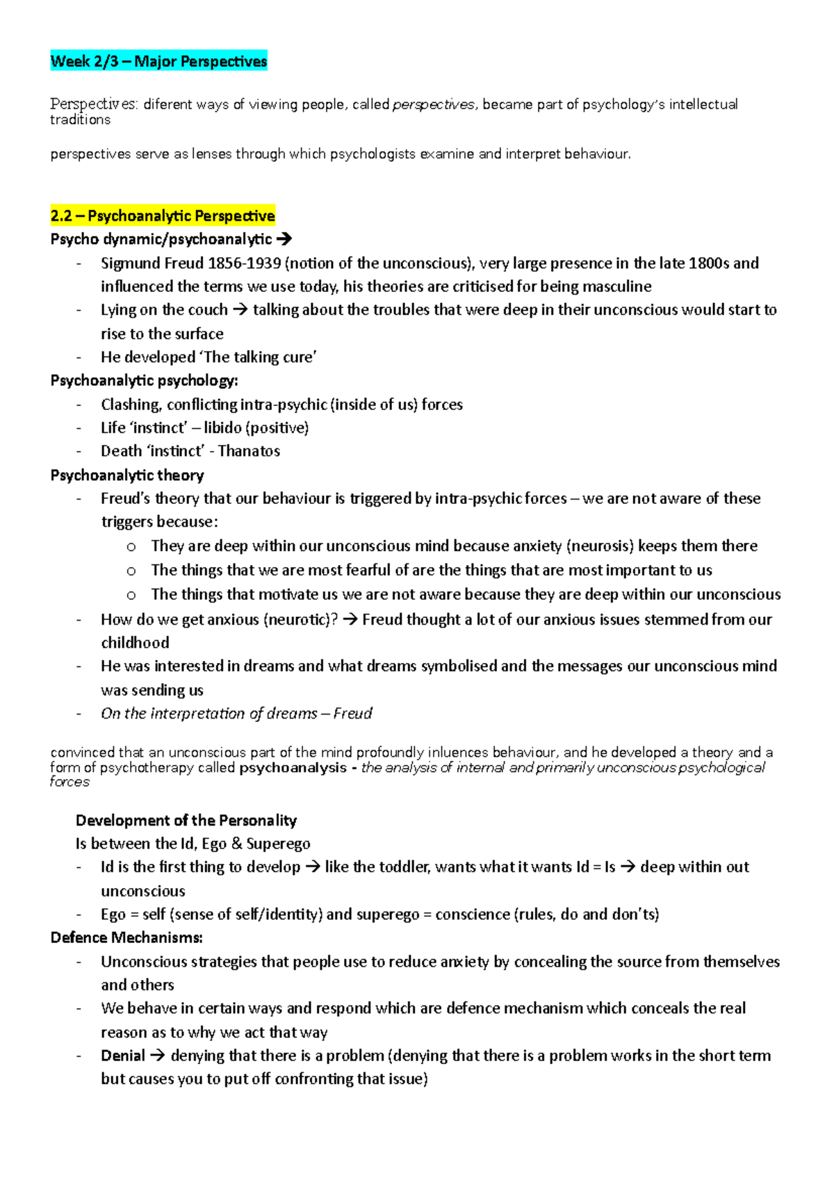 Week 2 3- Major Perspectives - Week 2/3 – Major Perspectives ...