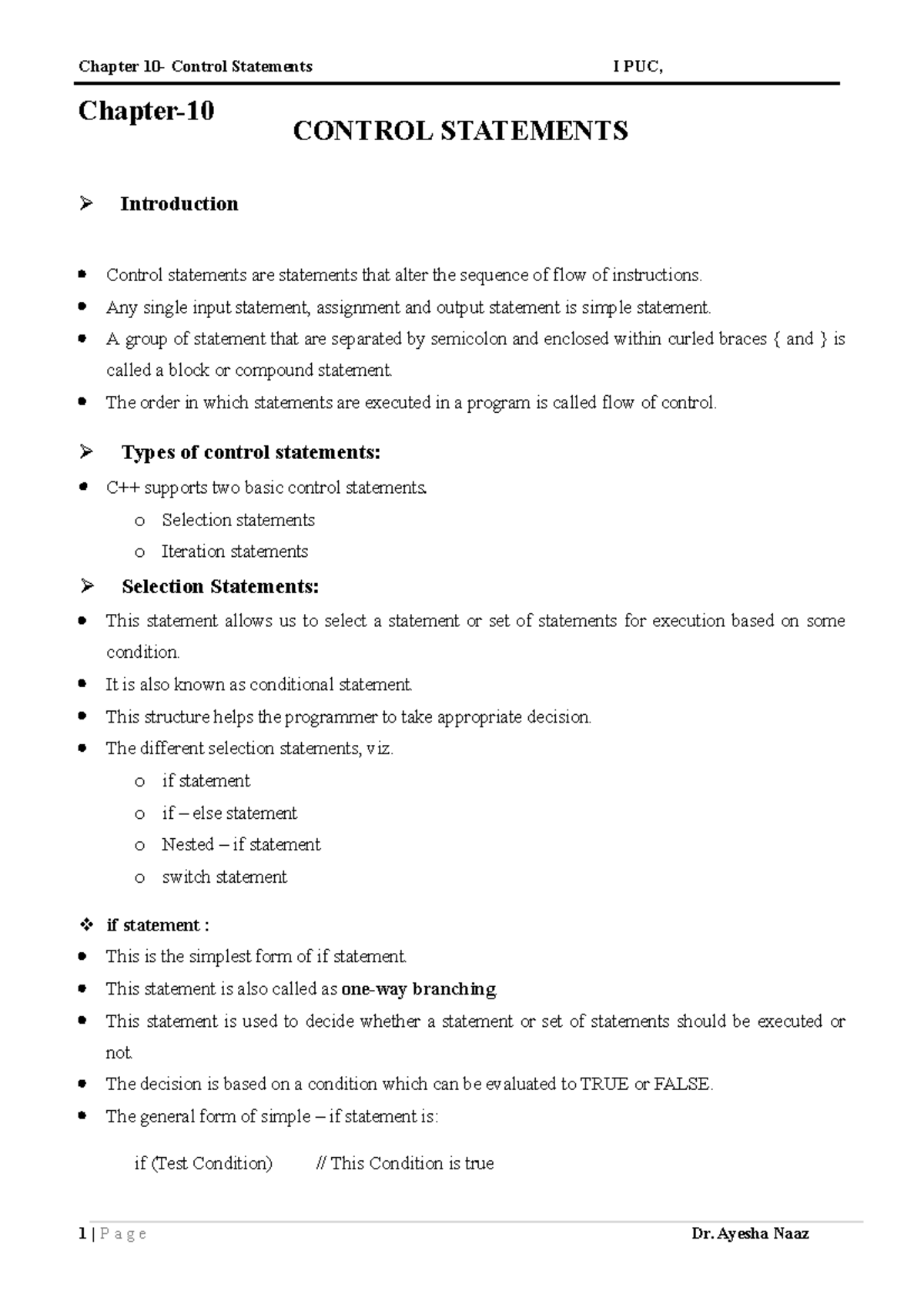 1632064921 chapter-10-control-statements 1 - Chapter 10- Control ...