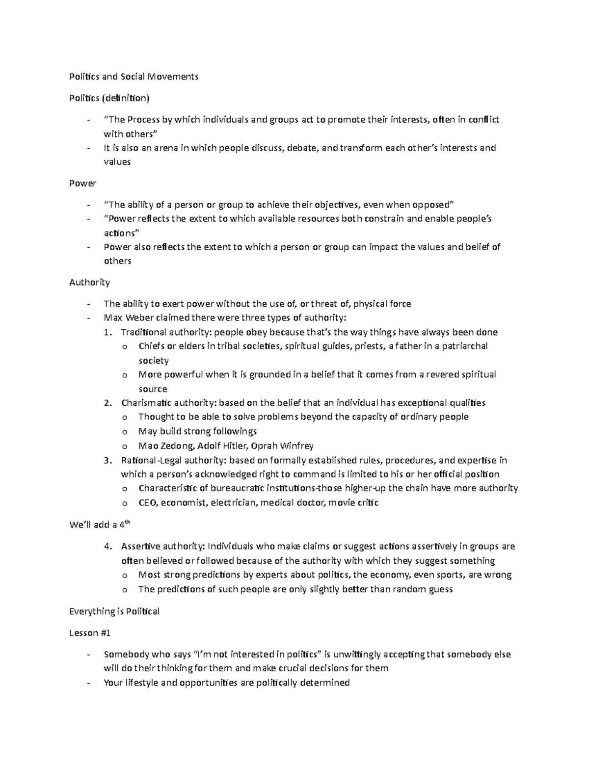 Politics and Social Movements - Politics and Social Movements Politics ...