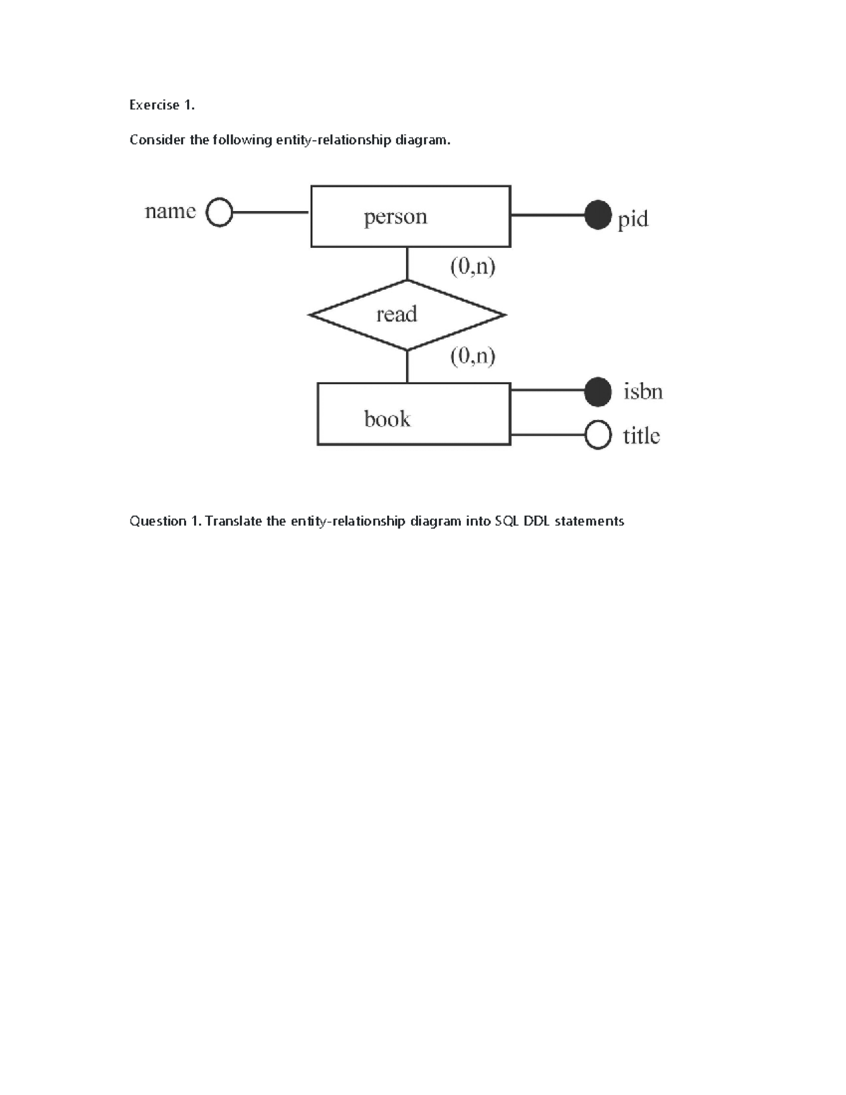 CS2102 Lecture - Midterm Training Set - Exercise 1. Consider the following entity-relationship ...