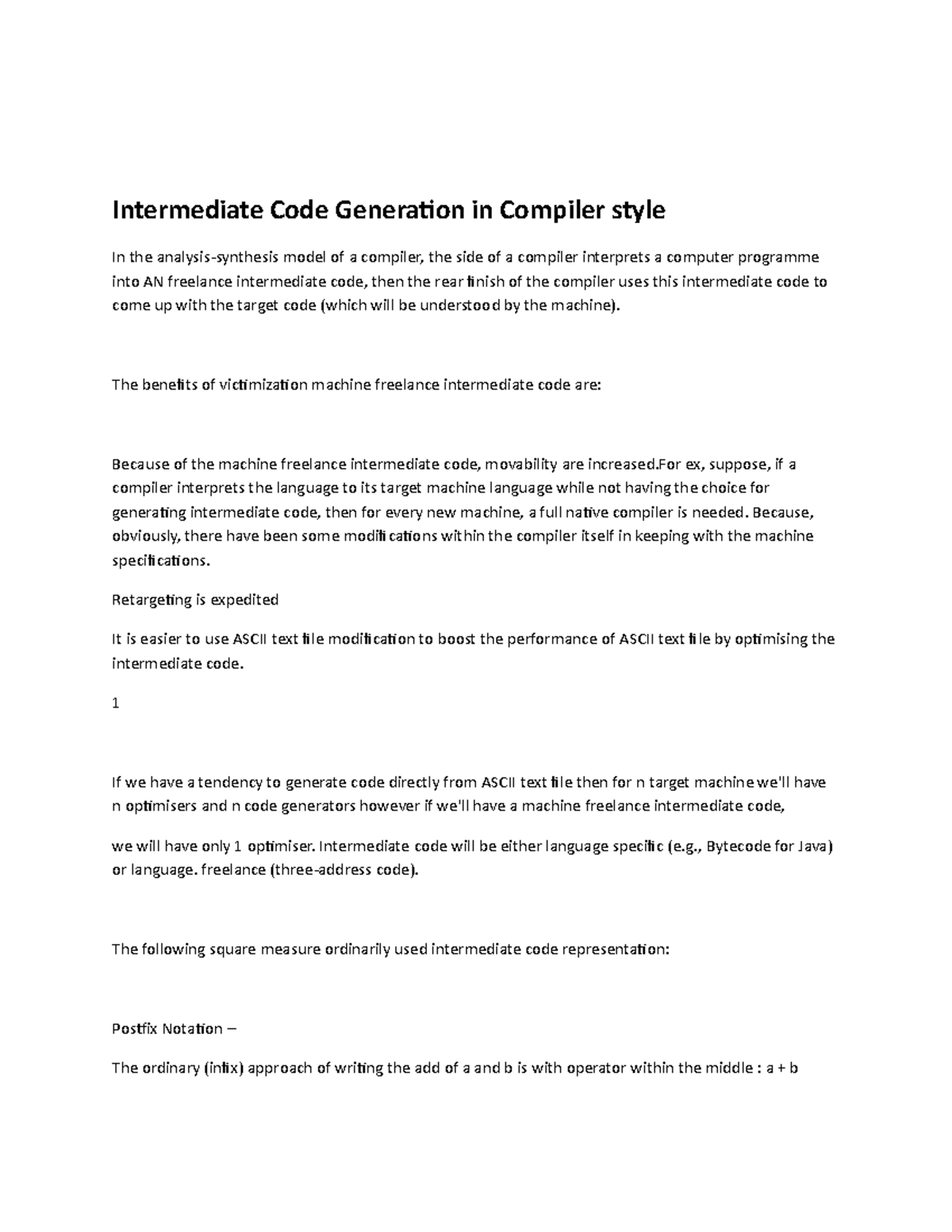 Intermediate Code Generation in Compiler style - The benefits of ...