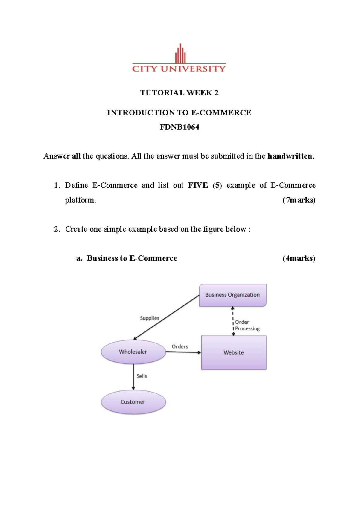 Tutorial E-Commerce C1 - Introduction to E-Commerce - TUTORIAL WEEK 2 INTRODUCTION TO E-COMMERCE ...