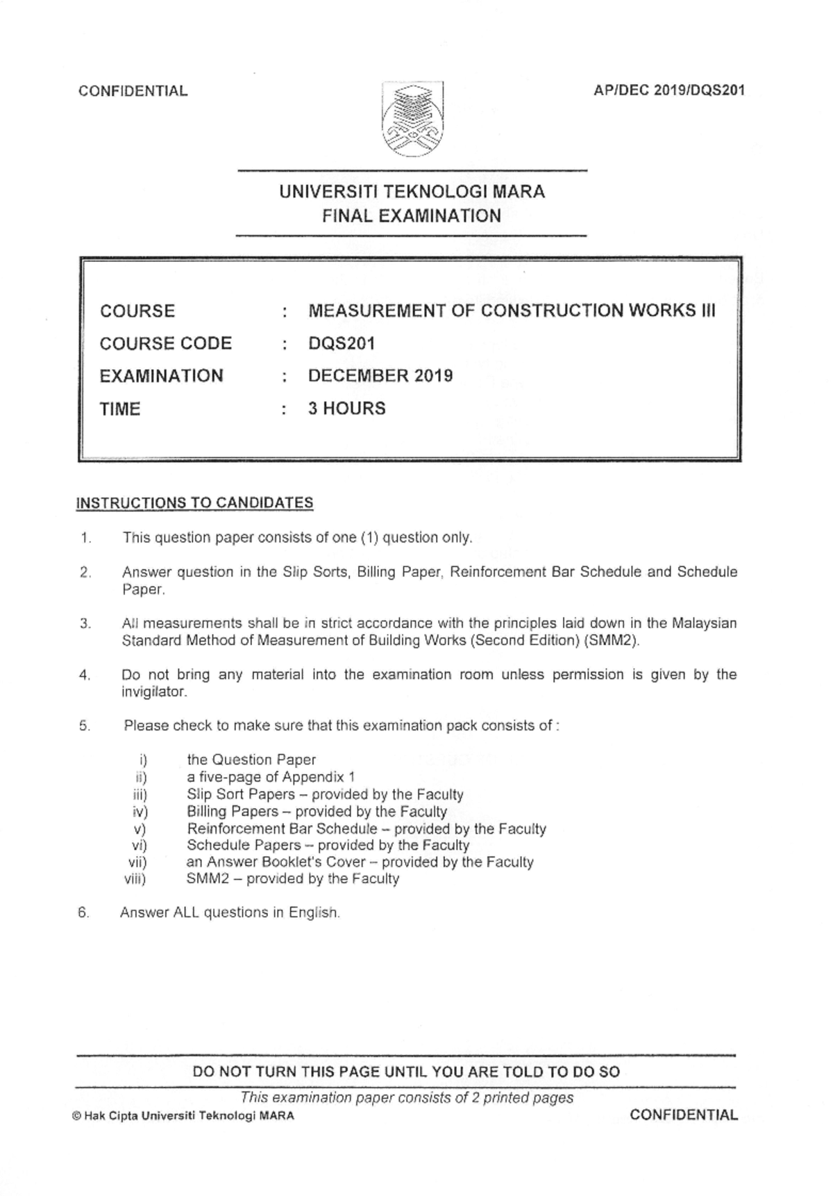 Faculty Architecture, Planning, AND Surveying 2020 Session 1 - PRA ...