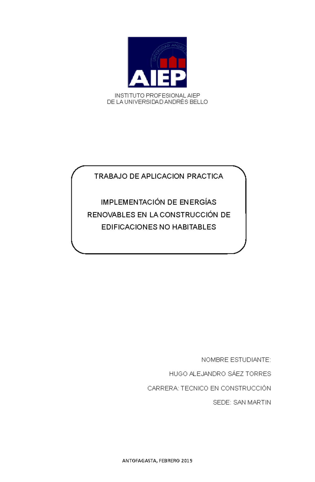 Trabajo de aplicacion practica hugo1 - INSTITUTO PROFESIONAL AIEP DE LA UNIVERSIDAD ANDRÉS BELLO ...