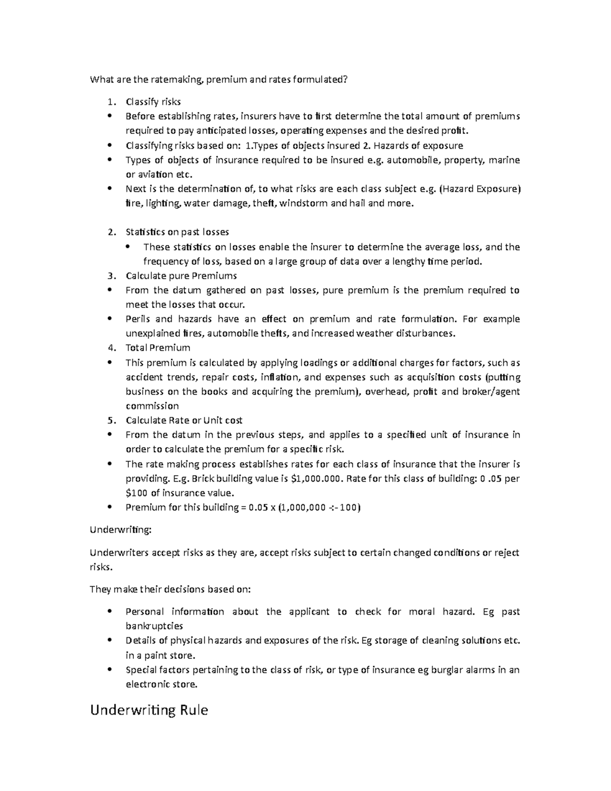 CIP 011 NOTE 6 - Study notes - What are the ratemaking, premium and ...