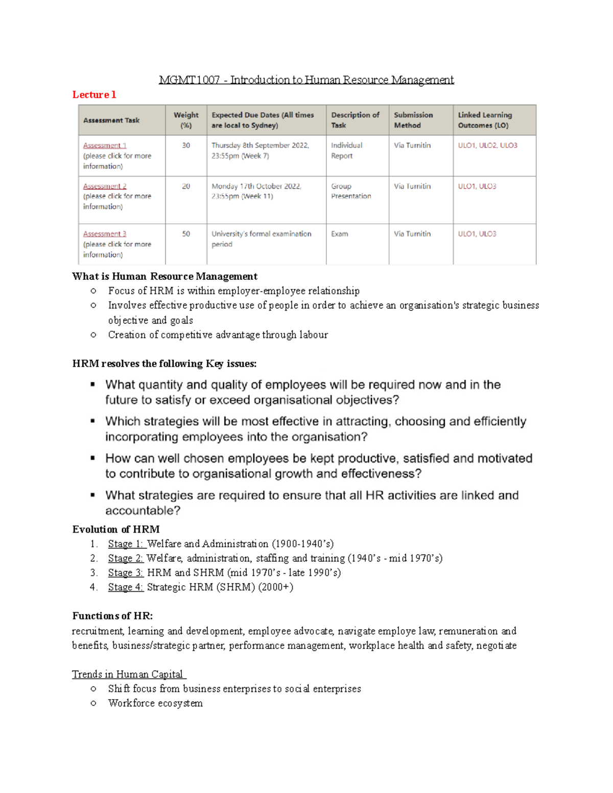 HR Management MGMT1007 - MGMT1007 - Introduction to Human Resource ...