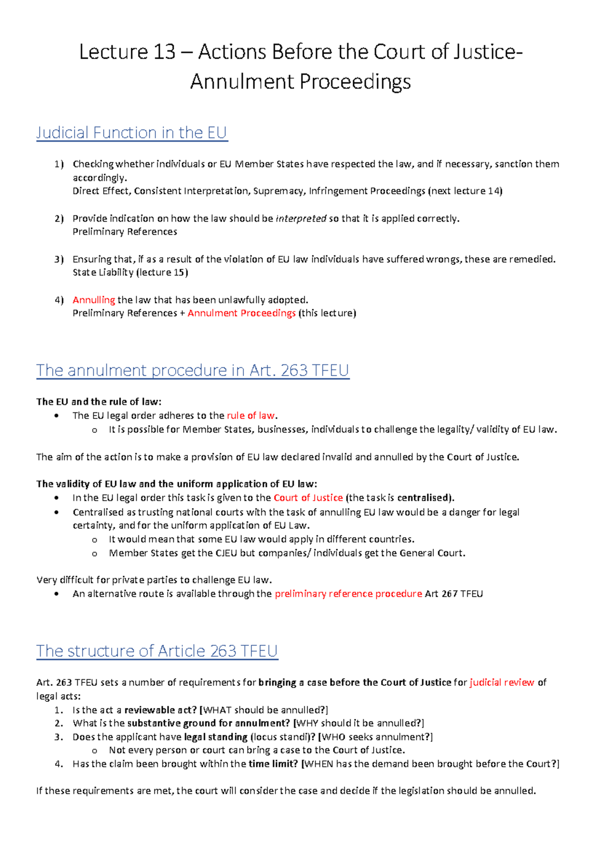 Actions Before the Court of Justice and Annulment Proceedings lecture ...