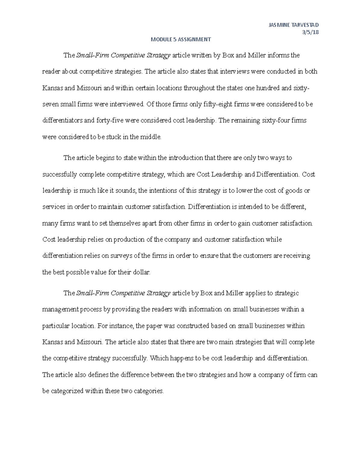 Module 5 Assignment-Tarvestad Jasmine - JASMINE TARVESTAD3/5/ MODULE 5 ...