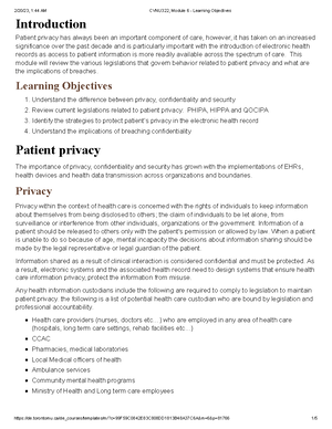 CVNU322, Module 7 - Learning Objectives - Introduction The purpose of ...