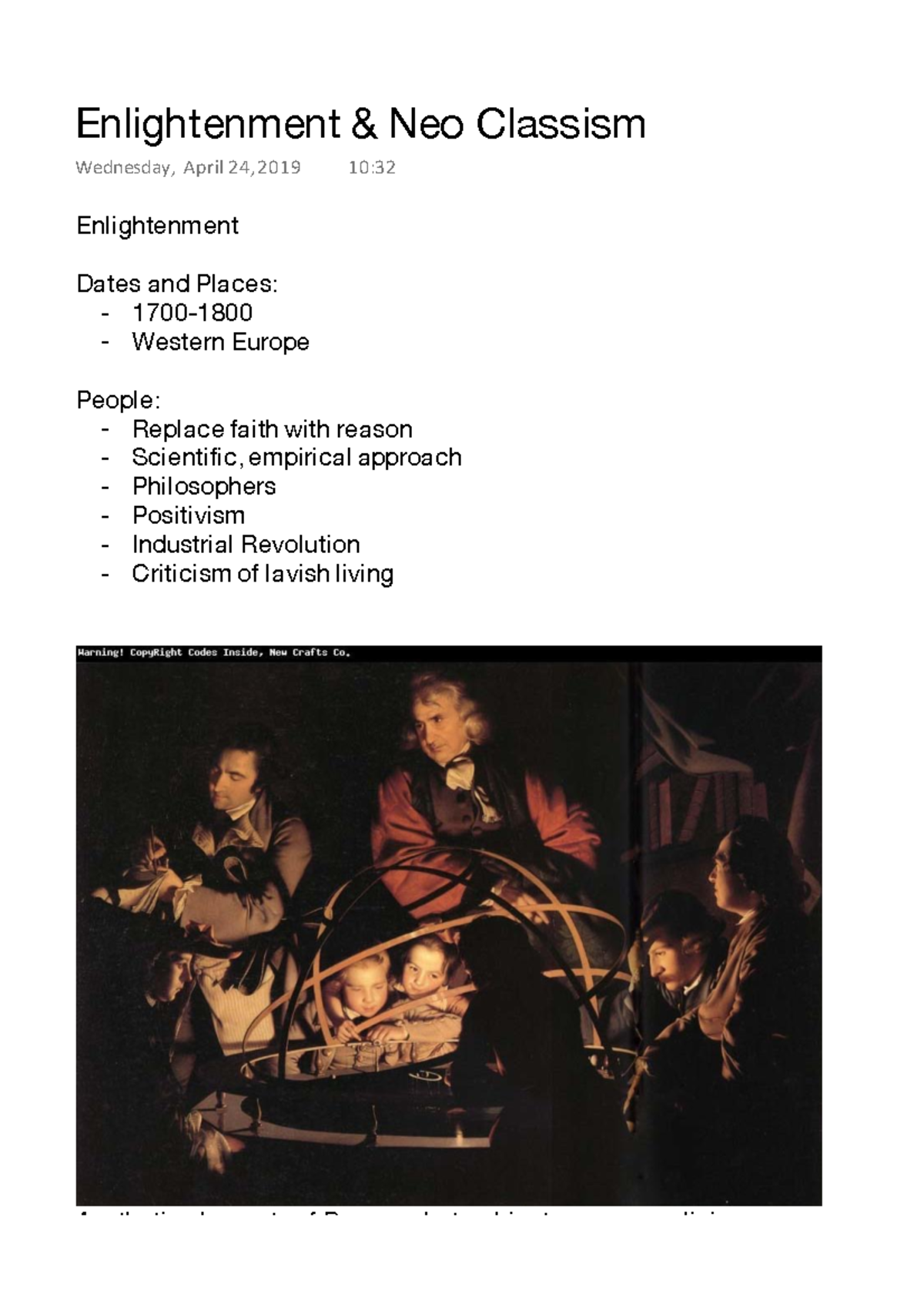 Enlightenment & Neo Classism - Enlightenment Dates and Places: - 1700 ...