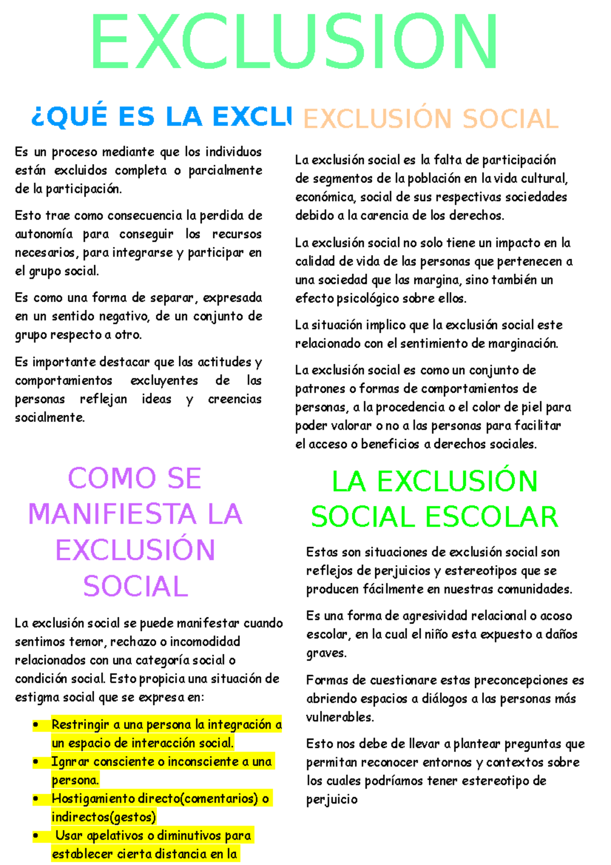 Exclusion Social - información valiosa - EXCLUSION ¿QUÉ ES LA EXCLUSION ...