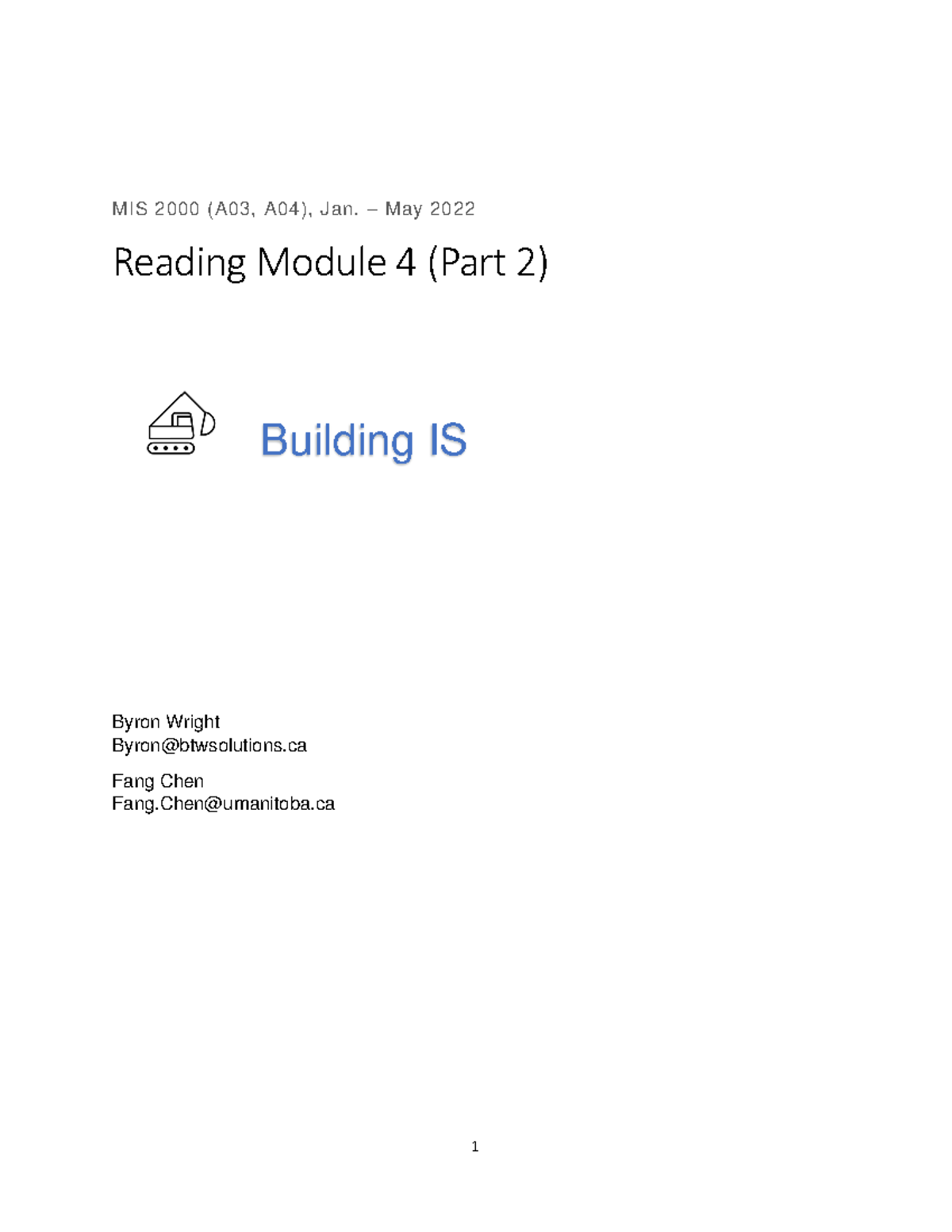 Module 4-Part2-Building IS - MIS 2000 (A03, A04), Jan. – May 2022 ...