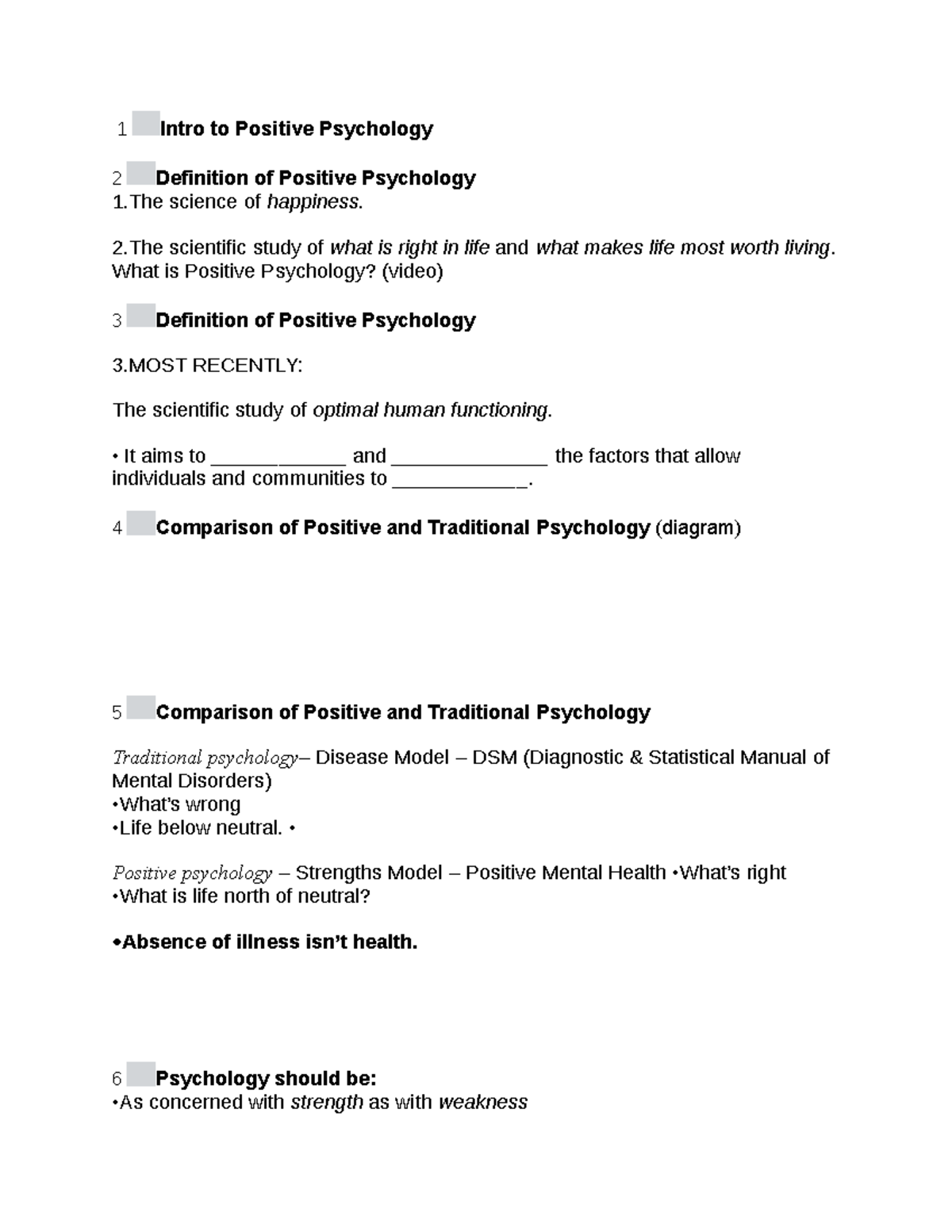 Topic 01-Intro to PP - Lecture notes 1 - 1 Intro to Positive Psychology ...