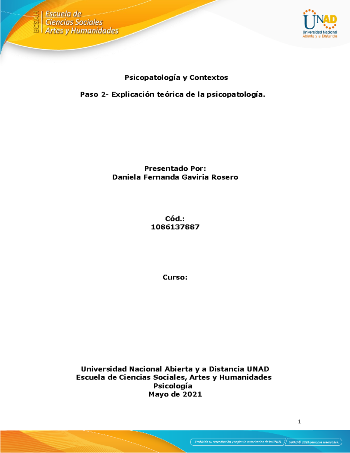 Matriz estudio de Caso Paso 2 - Psicopatología y Contextos Paso 2- Explicación teórica de la ...