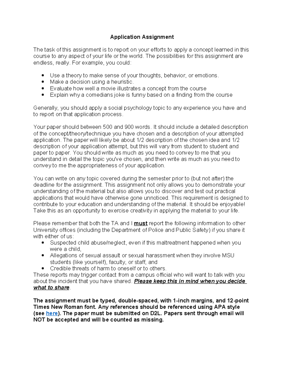 Application-assignment - Application Assignment The task of this assignment is to report on your ...