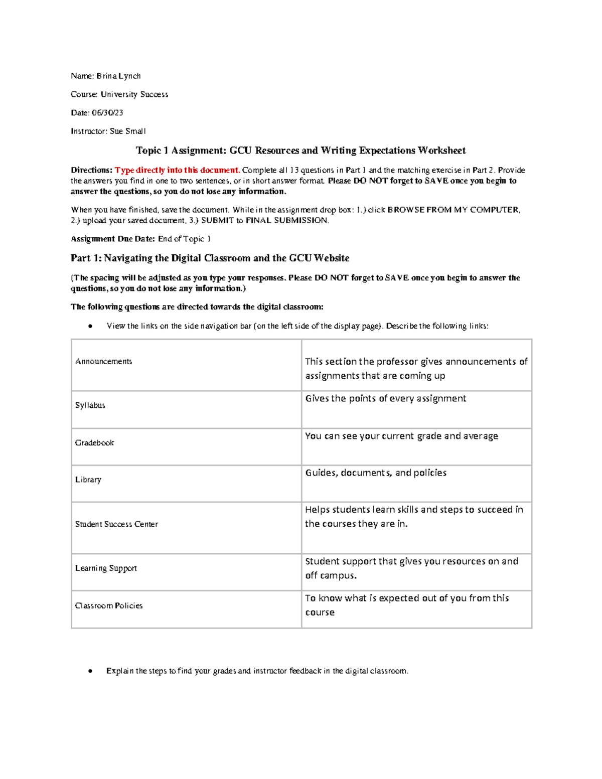 Document - Week 1 work - UNV-103 - GCU - Studocu