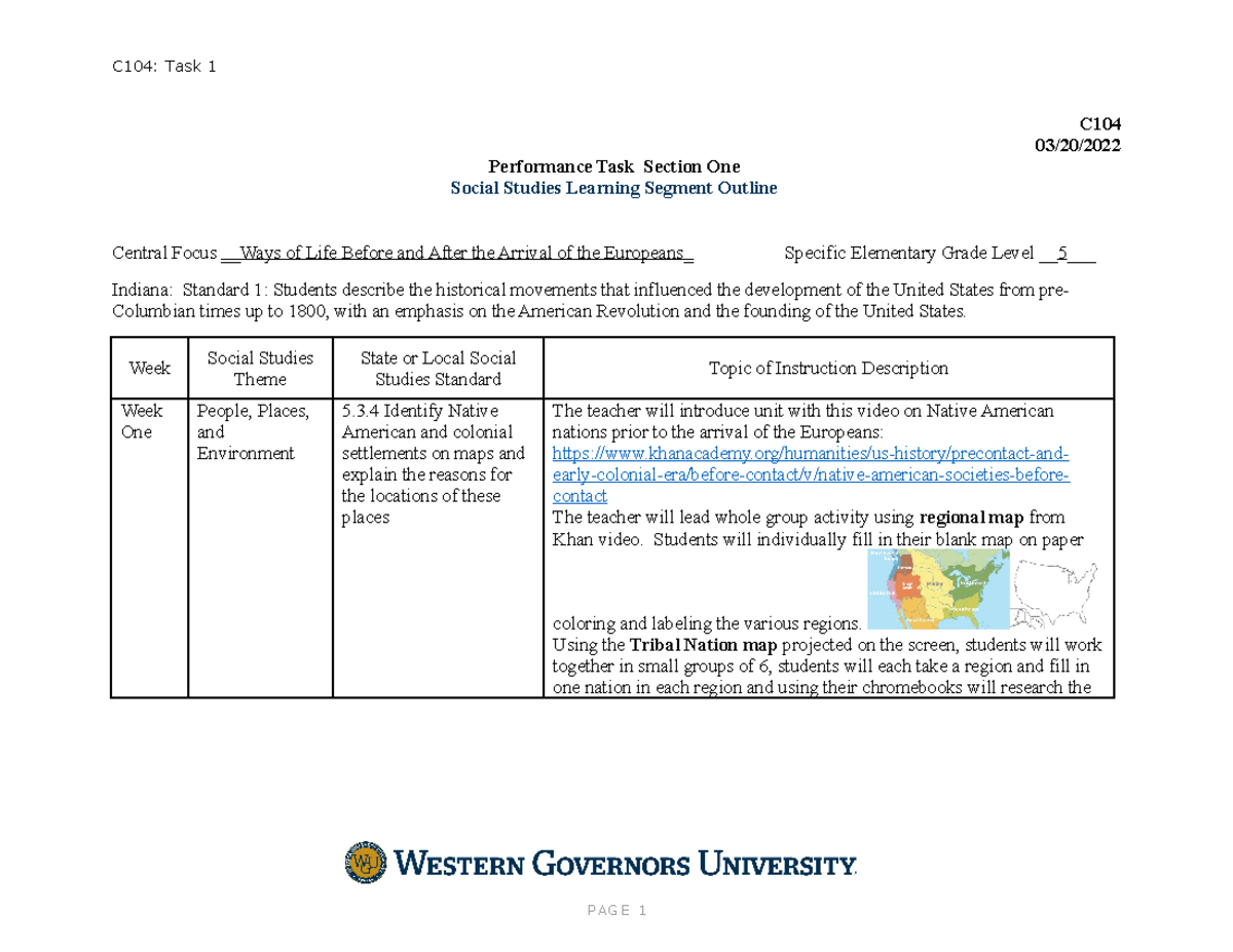 C104 Performance Task Section One - C104: Task 1 C 03/20/ Performance ...