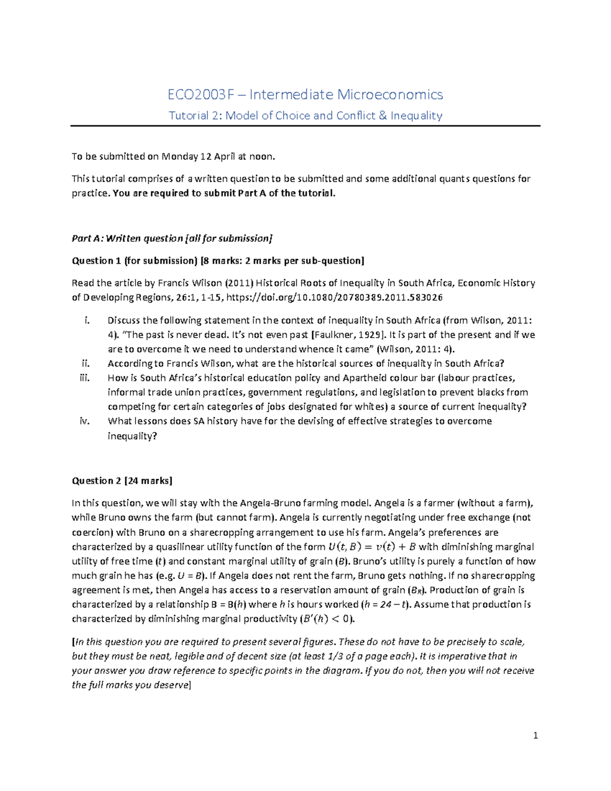1622094882 Tutorial 21 - ECO2003F – Intermediate Microeconomics ...