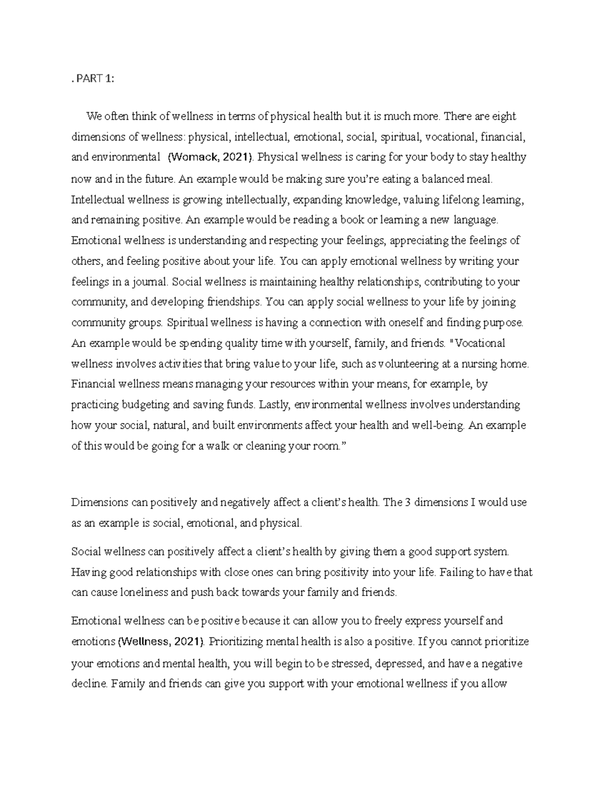 WGU D394 TASK 1 Assignment graded and sent back - . PART 1: We often ...