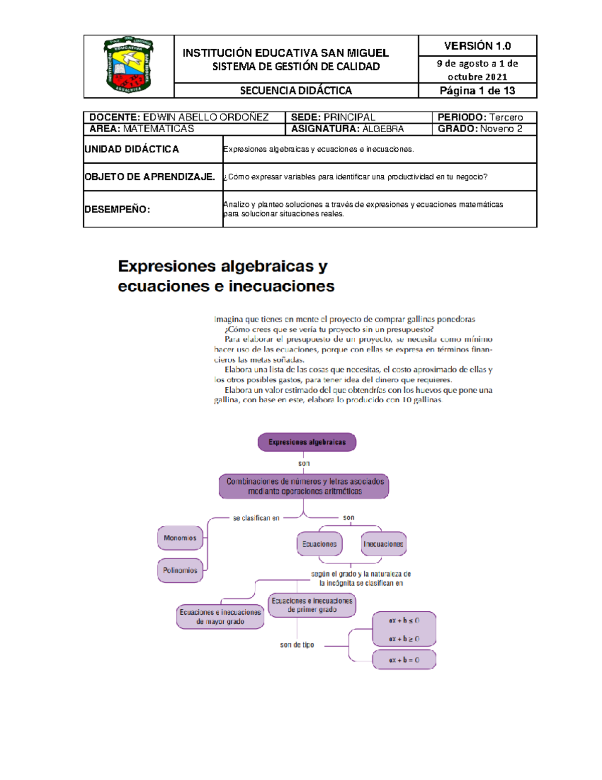 Guía 1 Álgebra 9 Edwin Abello Ordoñez - INSTITUCIÓN EDUCATIVA SAN ...