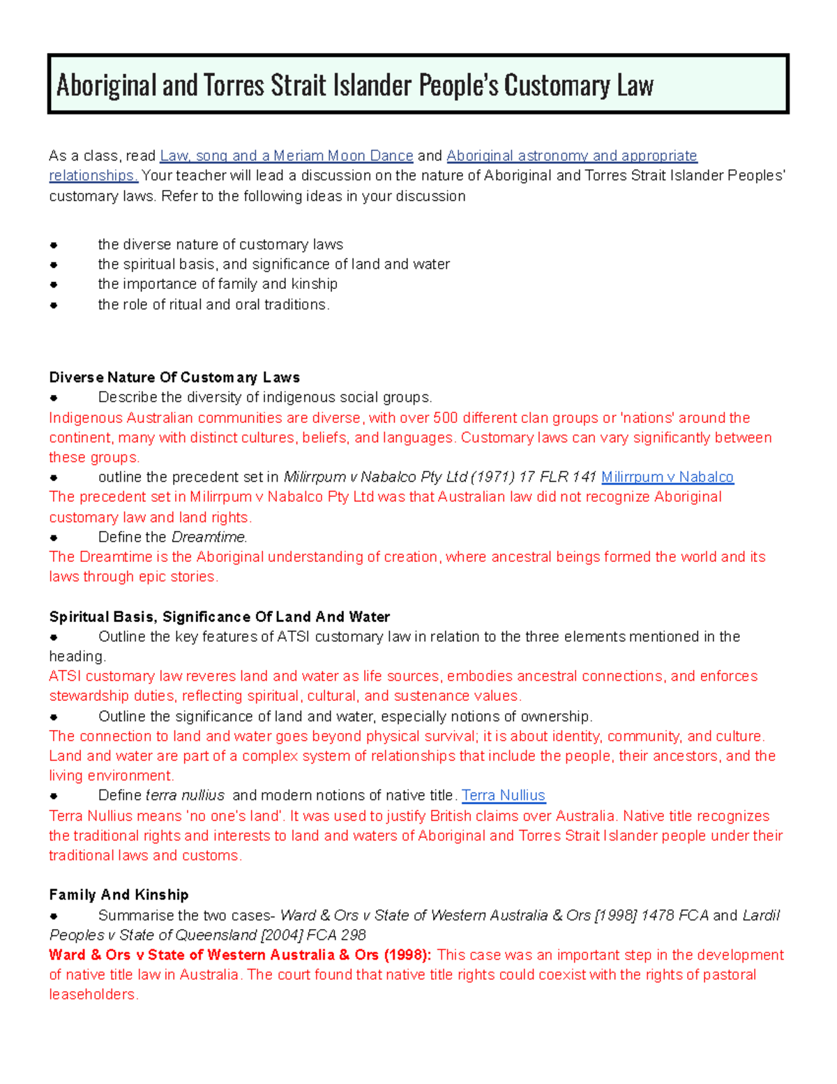 5. Aboriginal and Torres Strait Islander Peoples’ customary laws - Your ...