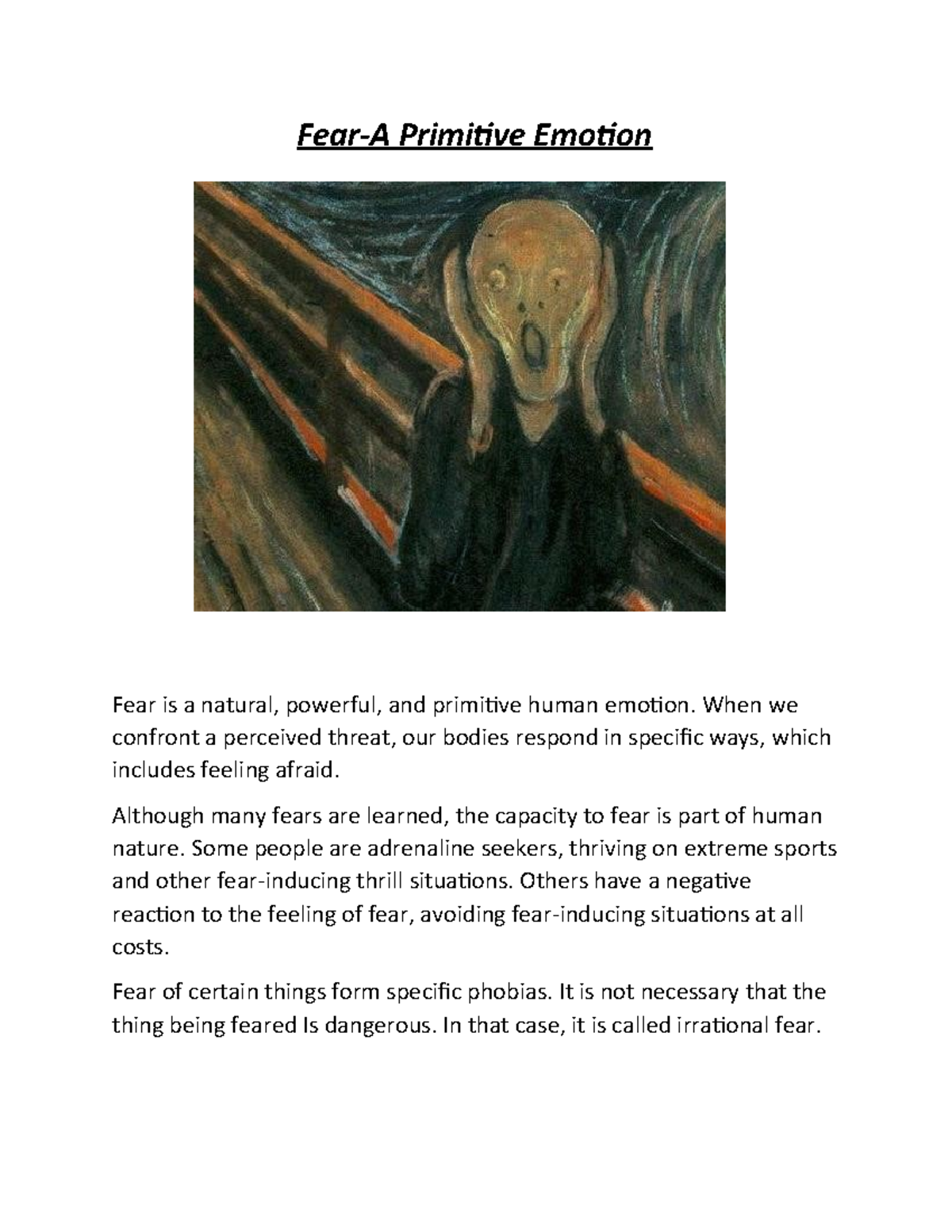 551867493-English-Project - Fear-A Primitive Emotion Fear is a natural ...
