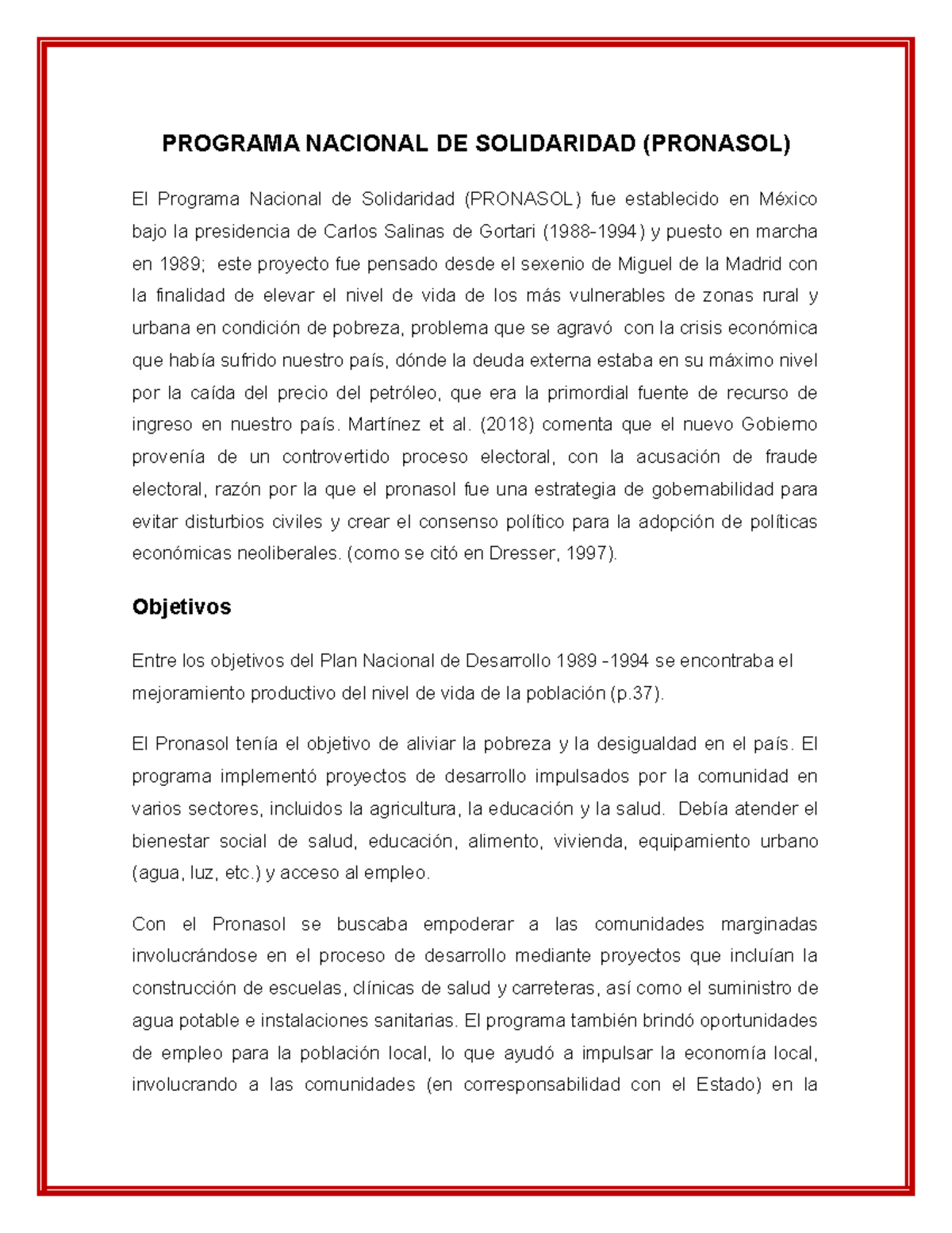 Pronasol - PROGRAMA NACIONAL DE SOLIDARIDAD (PRONASOL) El Programa ...