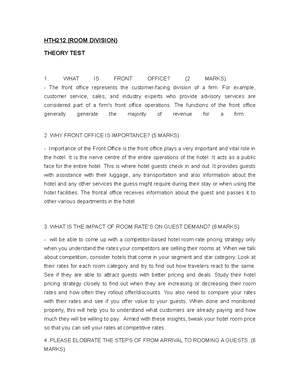 Document 2 - Room Division Operations - Studocu