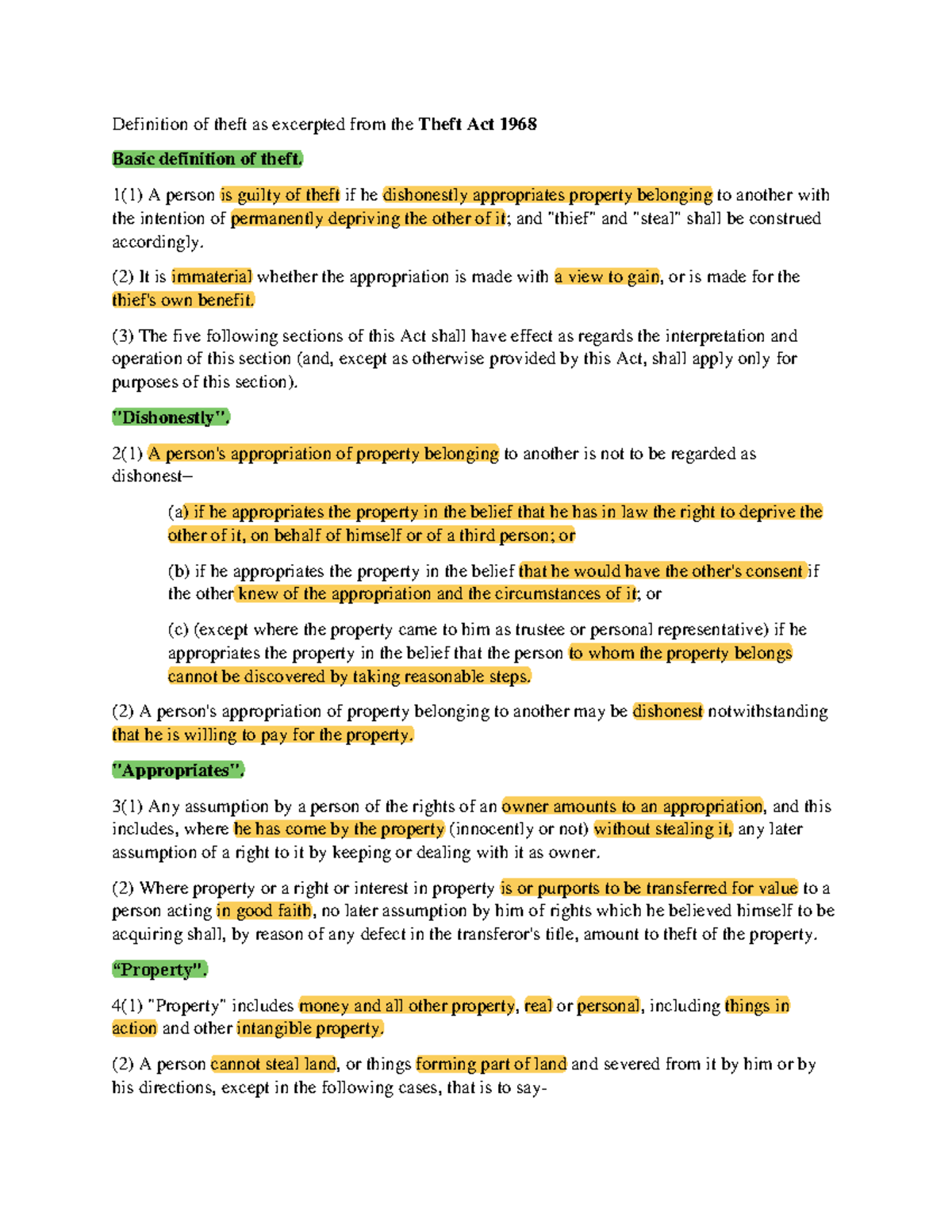 Theft Act 1968 ss.1-6 copy - Definition of theft as excerpted from the ...