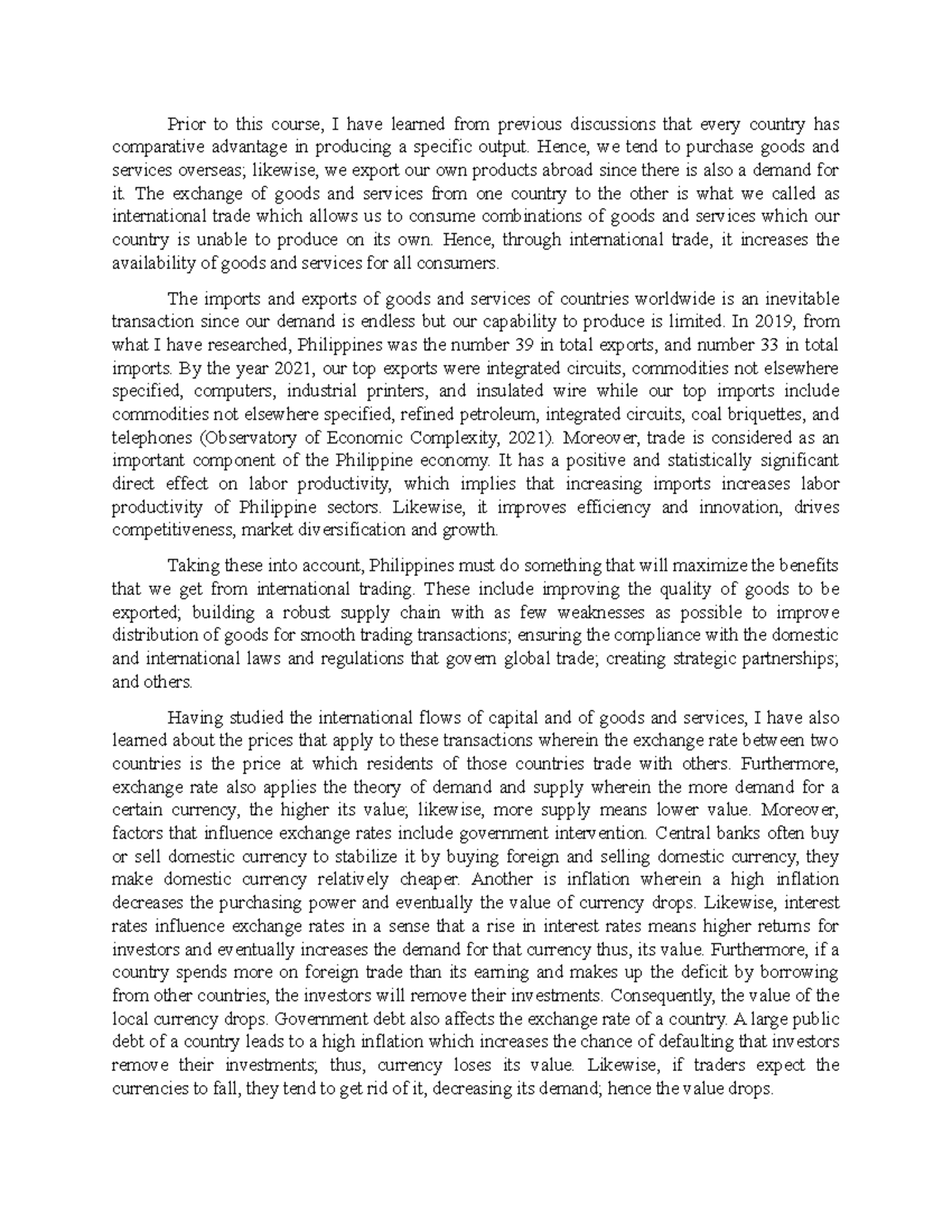 Student s Learning Log Ecoonomics Macroeconomics Prior To This Course Student s Learning Log Ecoonomics Macroeconomics Prior To This Course