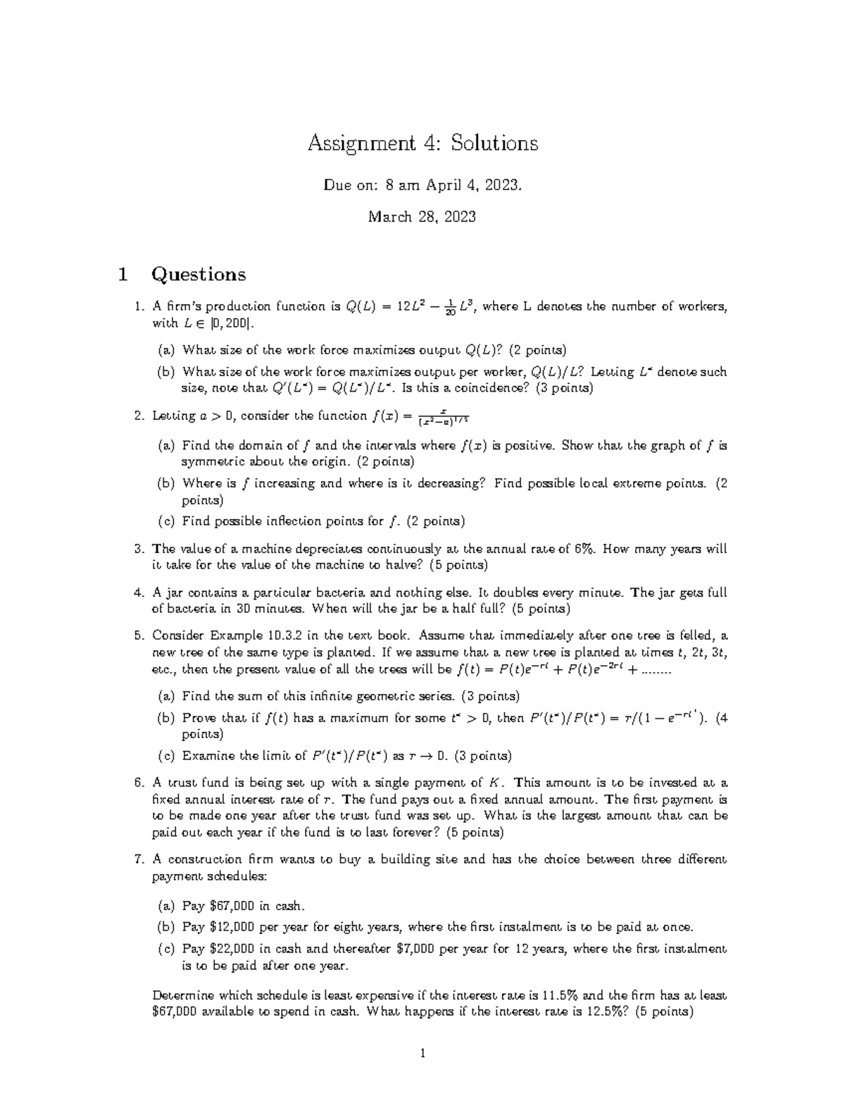 Maths Assignment 4 - Assignment 4: Solutions Due on: 8 am April 4, 2023. March 28, 2023 1 ...