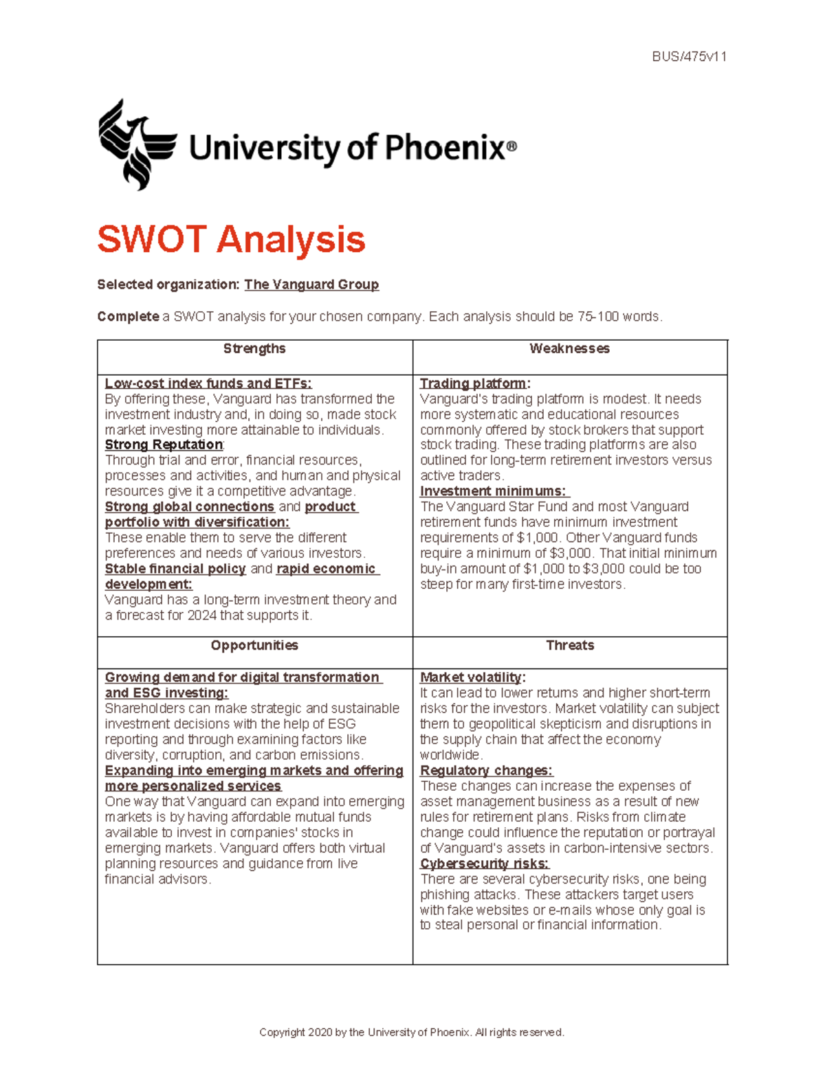 BUS475 v11 Wk2 SWOT.edited - BUS/475v SWOT Analysis Selected ...