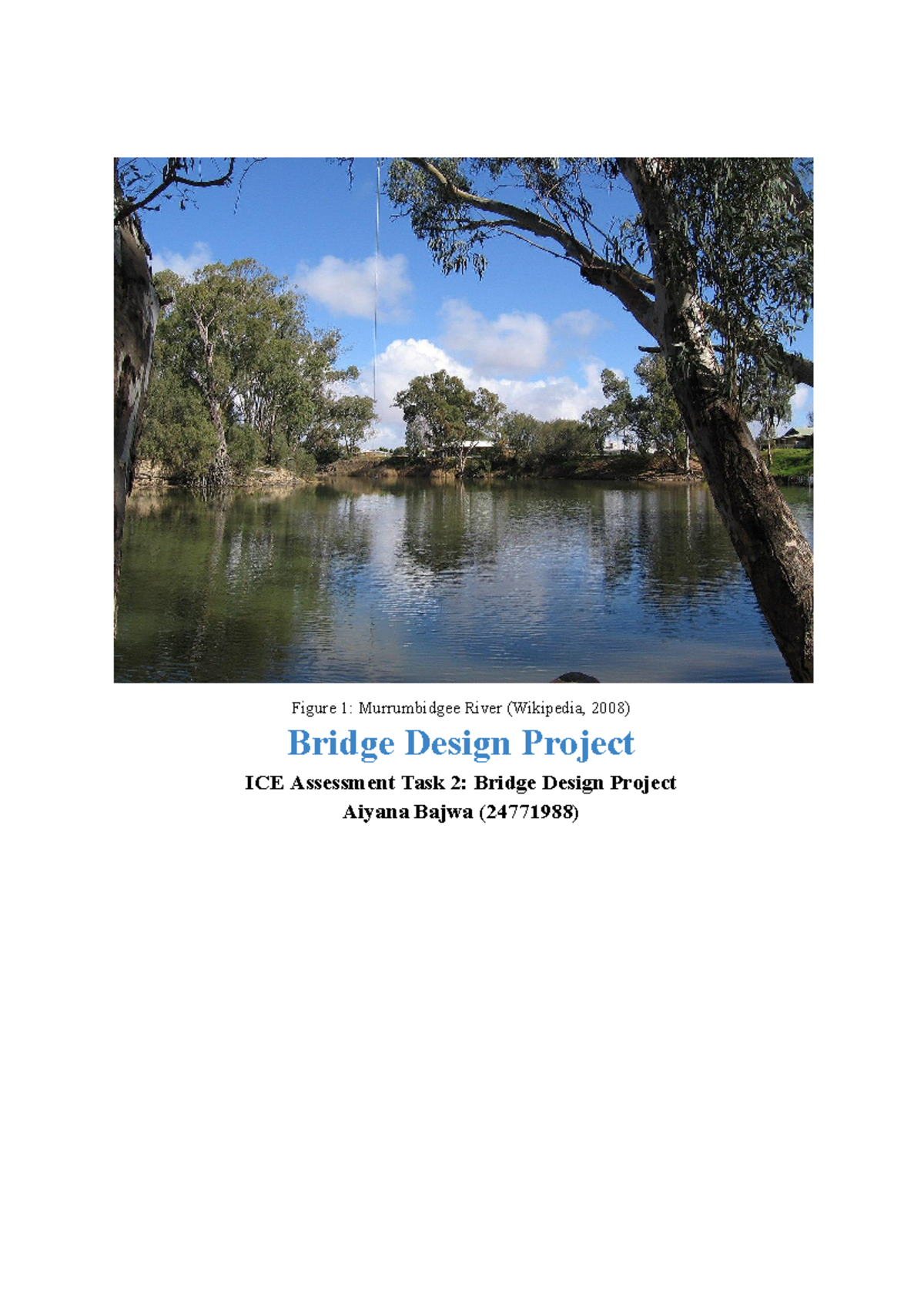 ICE Assessment Task 2 Bridge Design Project - Figure 1: Murrumbidgee ...