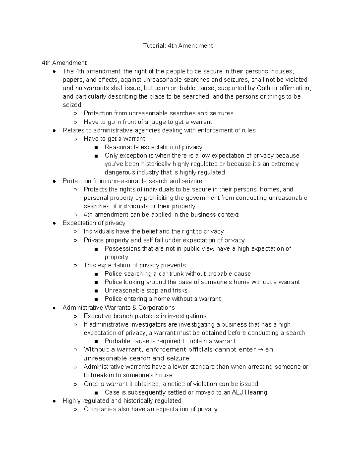 Tutorial 4th Amendment - Tutorial: 4th Amendment 4th Amendment The 4th ...