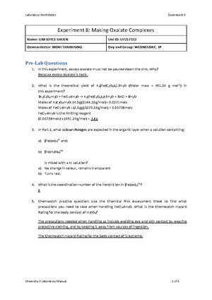CHEM1101 lab 8 - lab 8 - CHEM1201 - Part 3: Part 4 Blueprinting - Studocu