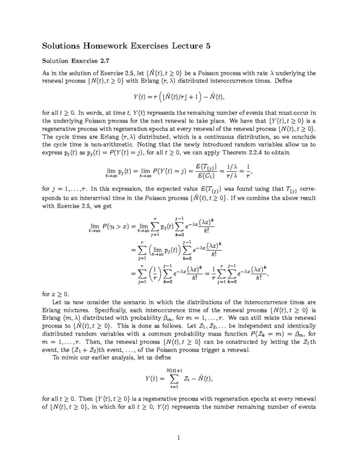 Solutions exercises lecture 5 - Solutions Homework Exercises Lecture 5 ...