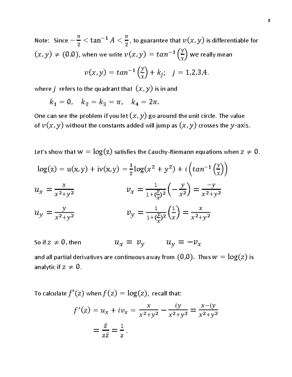 Multivalued Functions II - Note: Since − 𝜋 2
