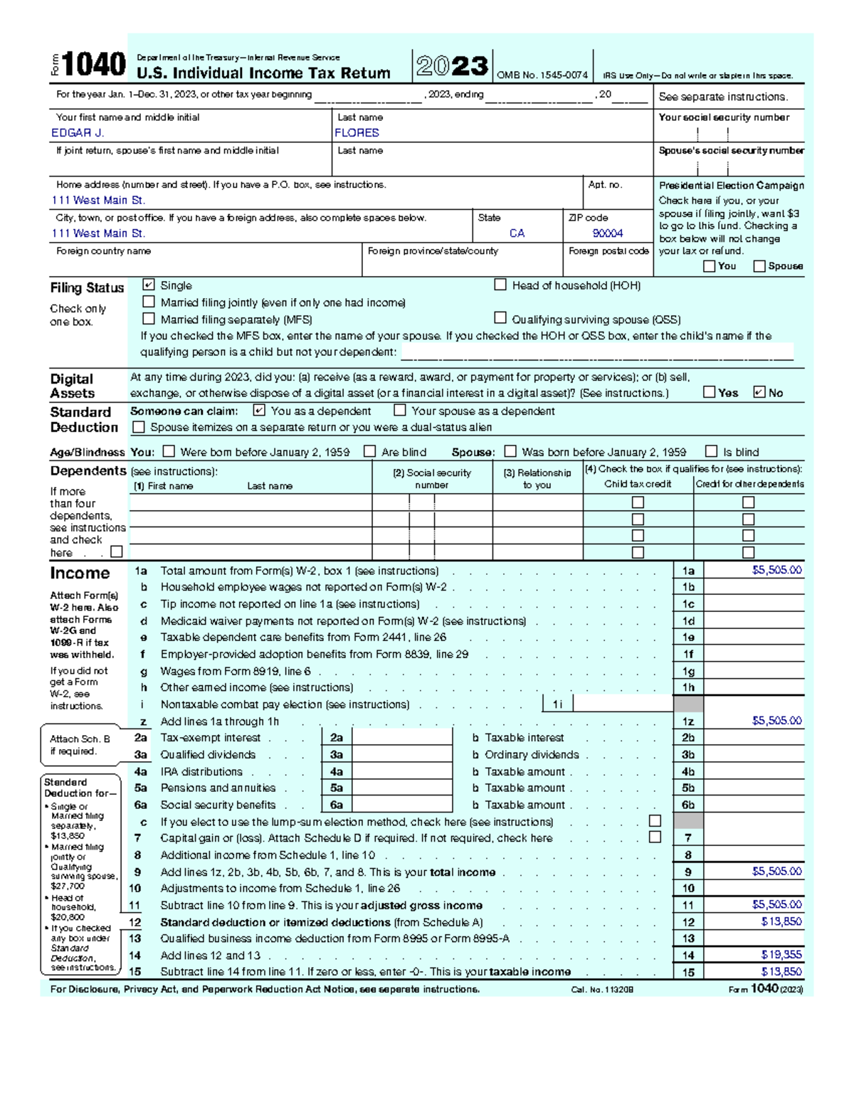 Edgar 1040 - Form 1040 U. Individual Income Tax Return 2023 Department ...