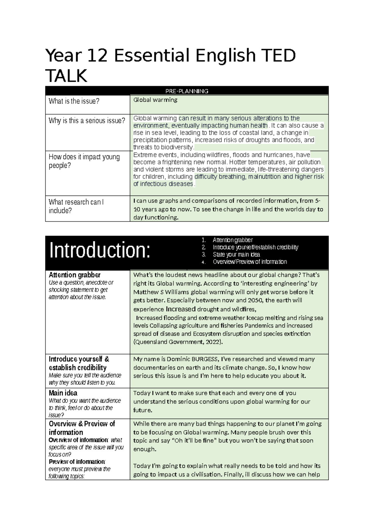 Year 12 Essential English Assessment Global warming - Year 12 Essential ...