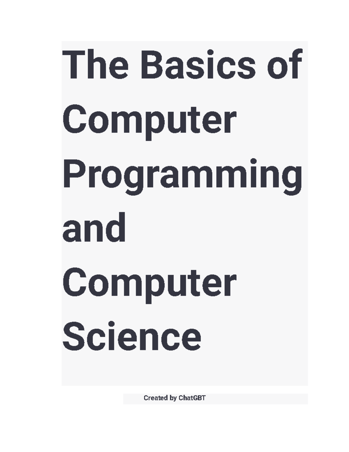 Copy of Chat GBT Created Coding Course 2023 - The Basics of Computer ...