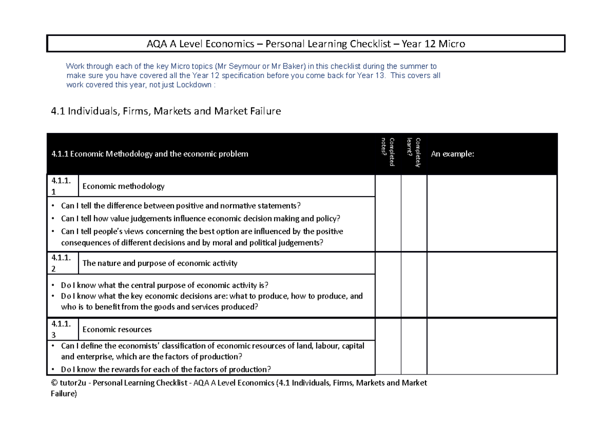 Year-12-Economics-Micro-Macro-PLC revision - AQA A Level Economics ...